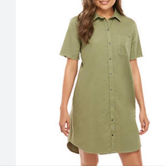 True Craft | Dresses | True Craft Green Shirt Dress S Womens Button Up ...